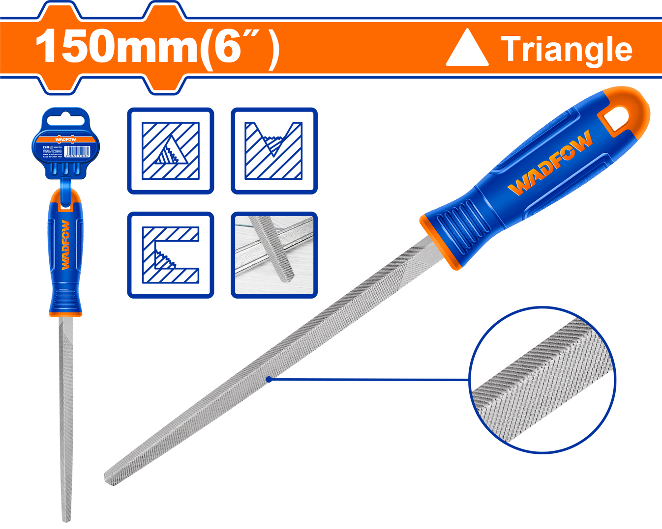 Lima Triangular Para Acero 150 Mm. Acero T12 WADFOW WFE7856 ...