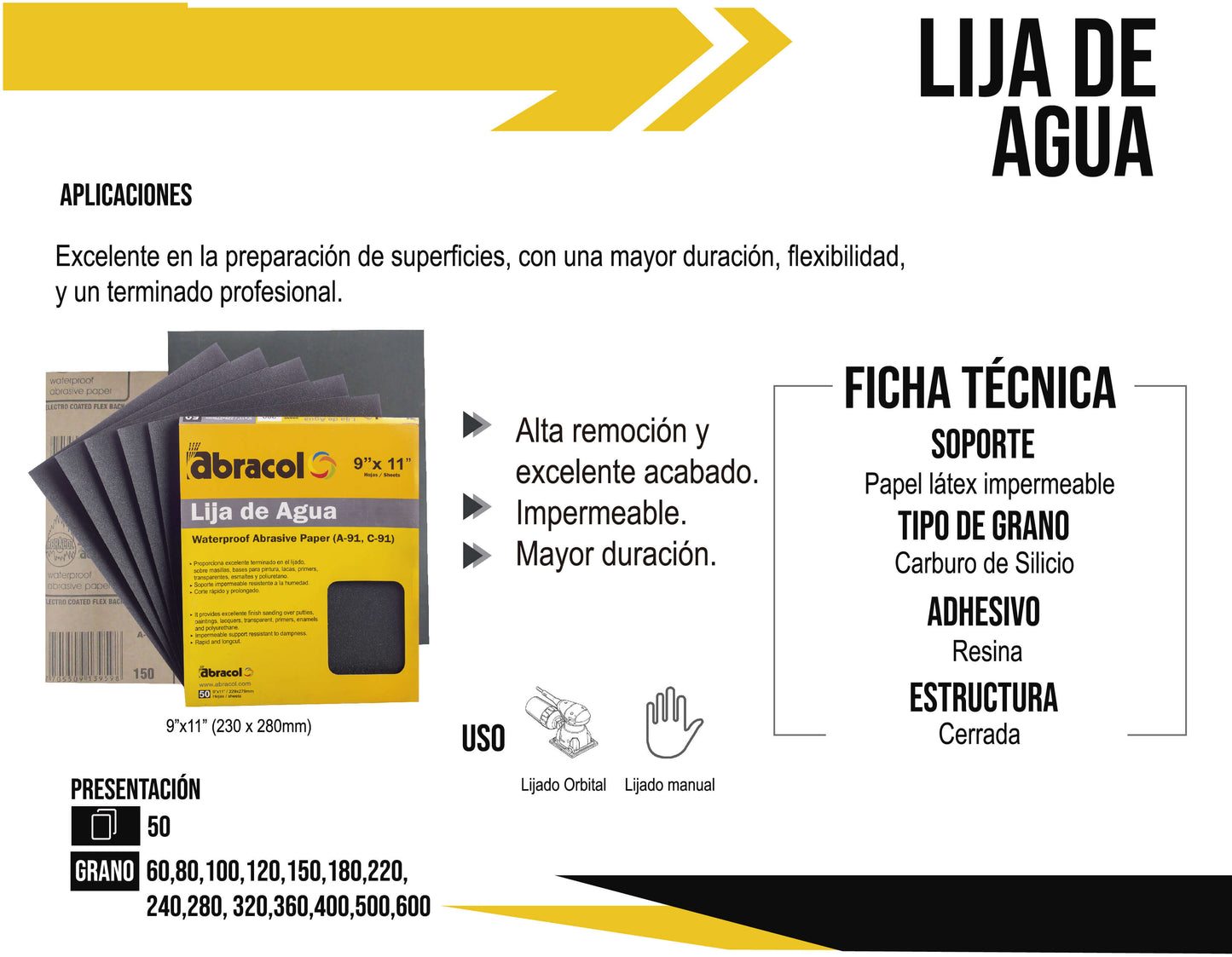 LIJA DE AGUA ABRACOL GRANO 60 AL 1200 – Herramientas Ingco Colombia